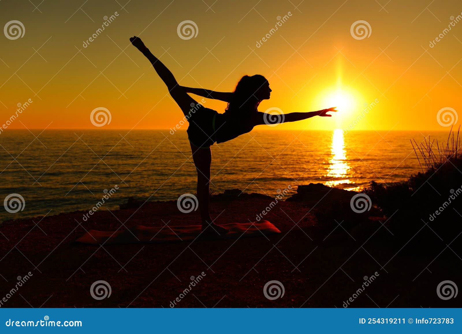 Silhouette of a Woman Dancing Ballet at Sunset Stock Image - Image of ...