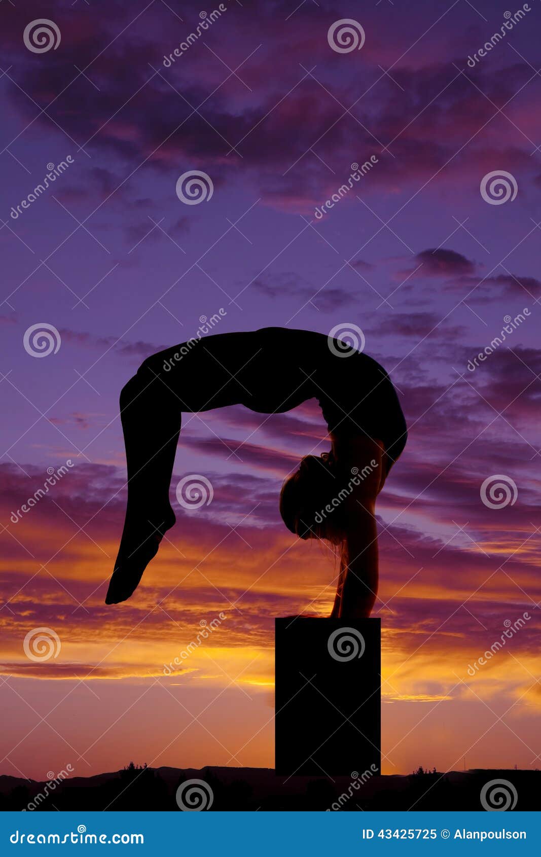 Silhouette of Woman Dancing Legs Behind Head Off Ground Stock Image ...