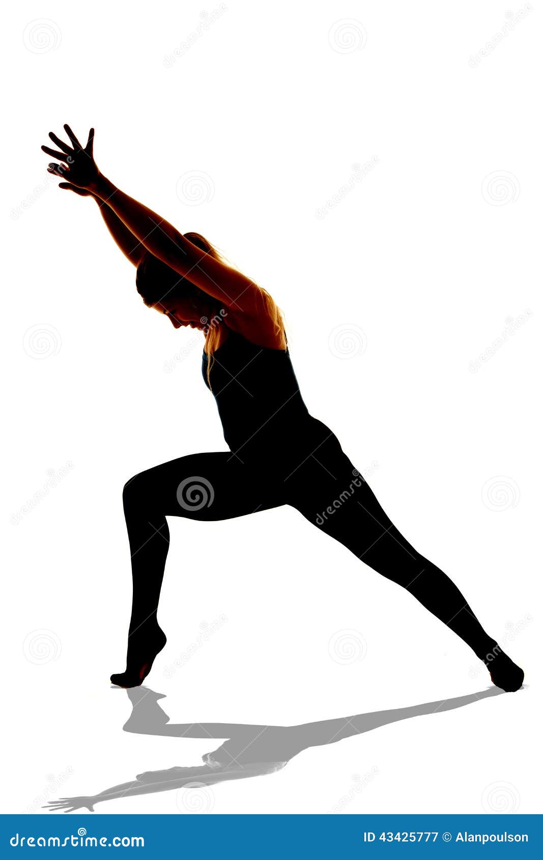 Silhouette of Woman Dancing Lunge Lean Stock Image - Image of brunette ...