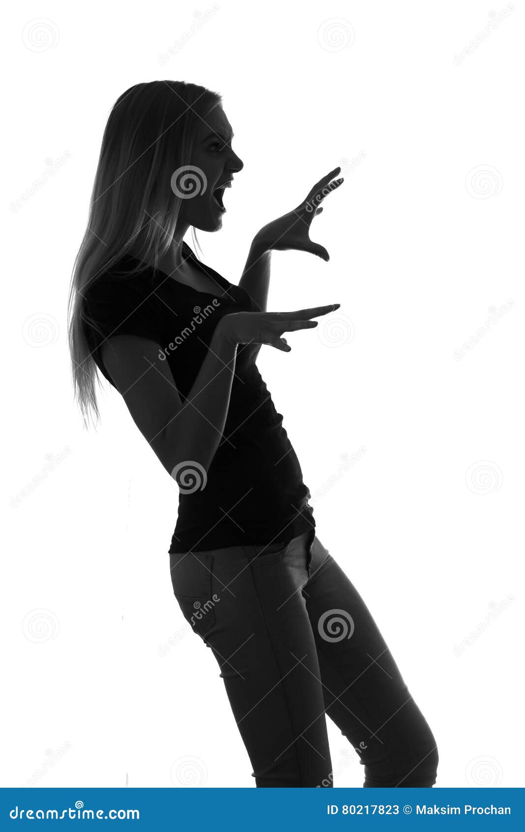 Silhouette of a Woman Depicting Aggression Stock Image - Image of ...