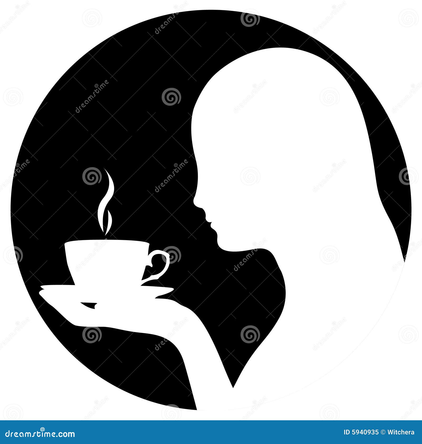 Silhouette of Woman Drinking Coffee Stock Illustration - Illustration ...