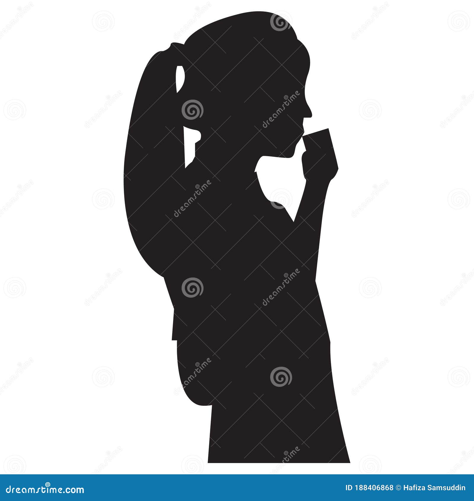 Silhouette of Woman Drinking Coffee. Vector Illustration Decorative ...