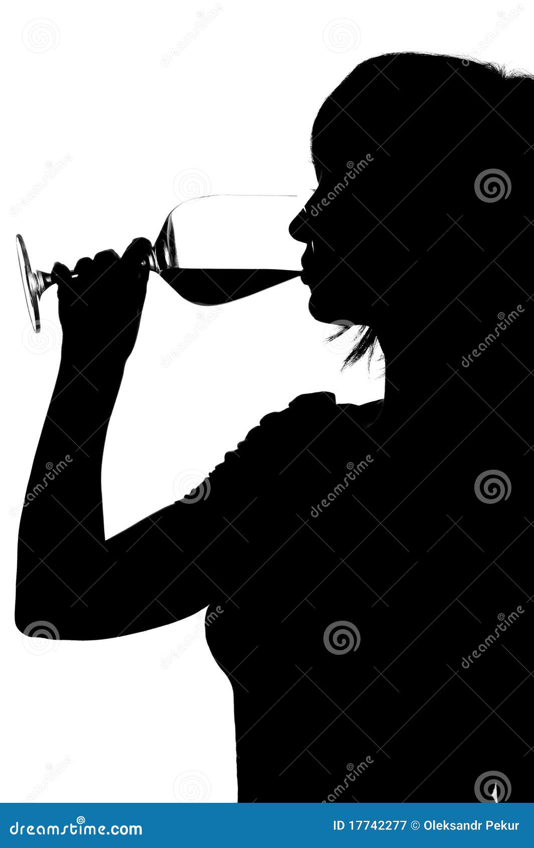 Silhouette of Woman Drinking Red Stock Image - Image of celebrate ...