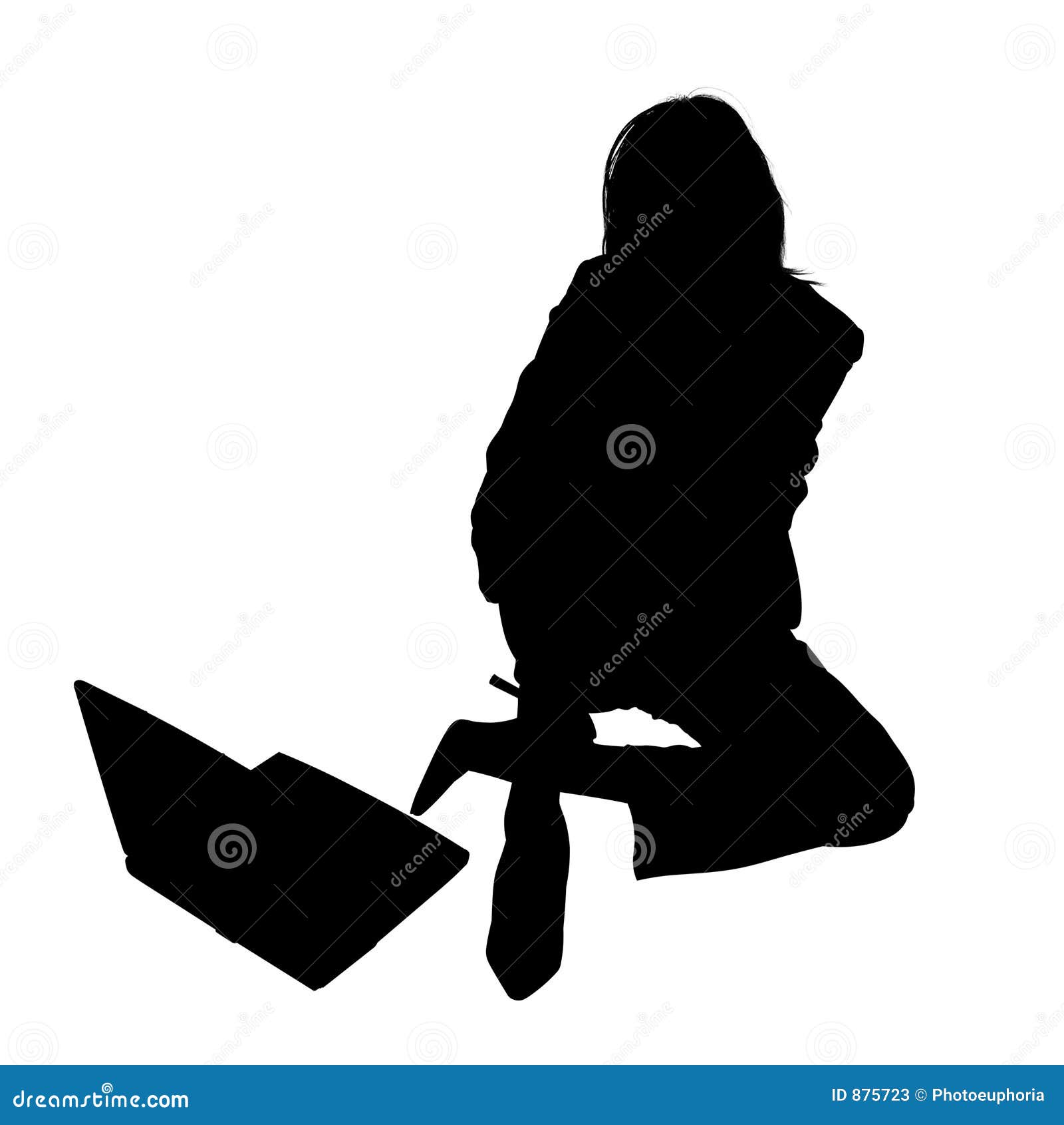 Silhouette of Woman with Laptop Stock Illustration - Illustration of ...