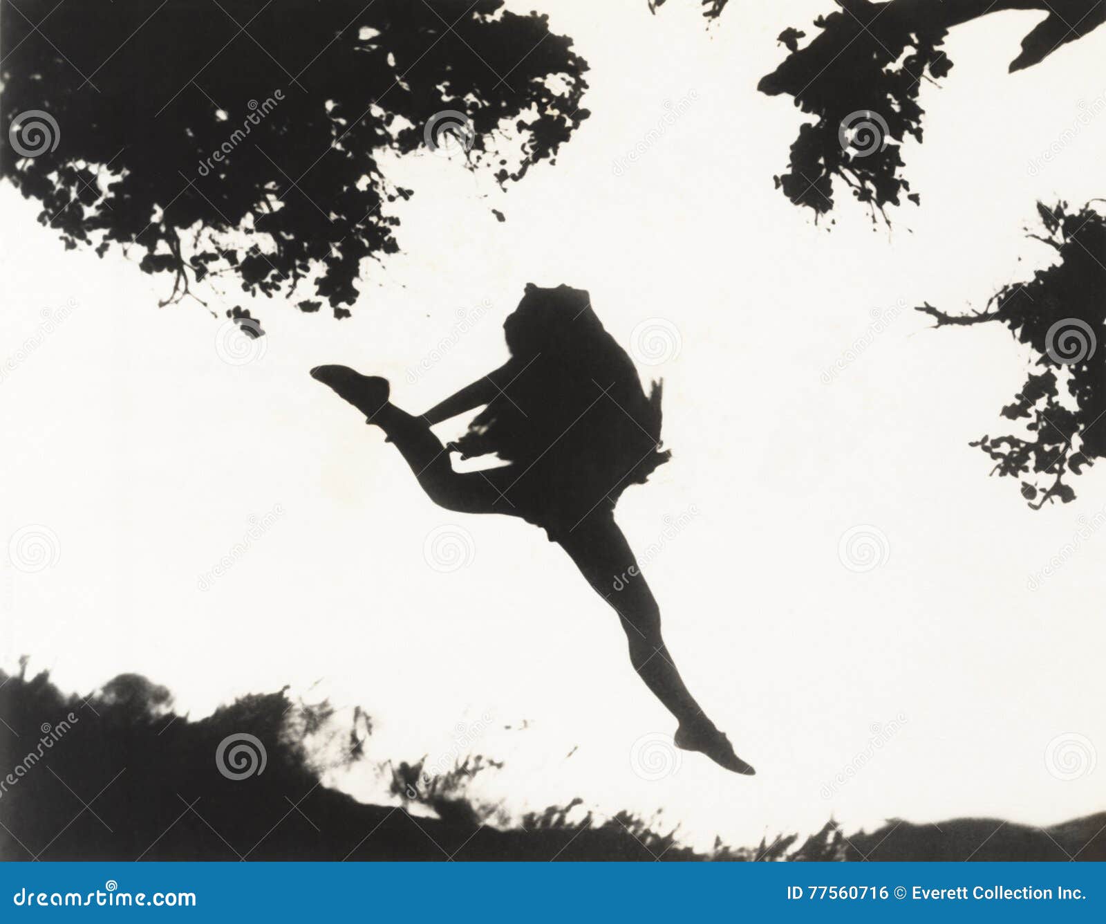 Silhouette of Woman Leaping in Mid-air Stock Photo - Image of activity ...