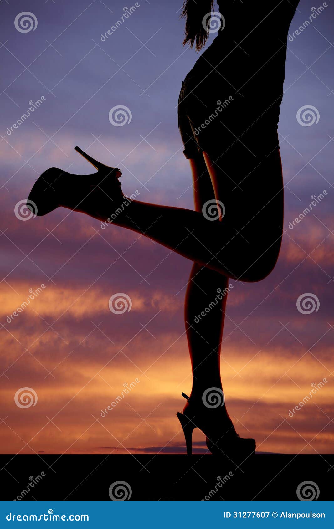 Silhouette Woman Legs Kicked Back Sunset Stock Image - Image of fashion ...