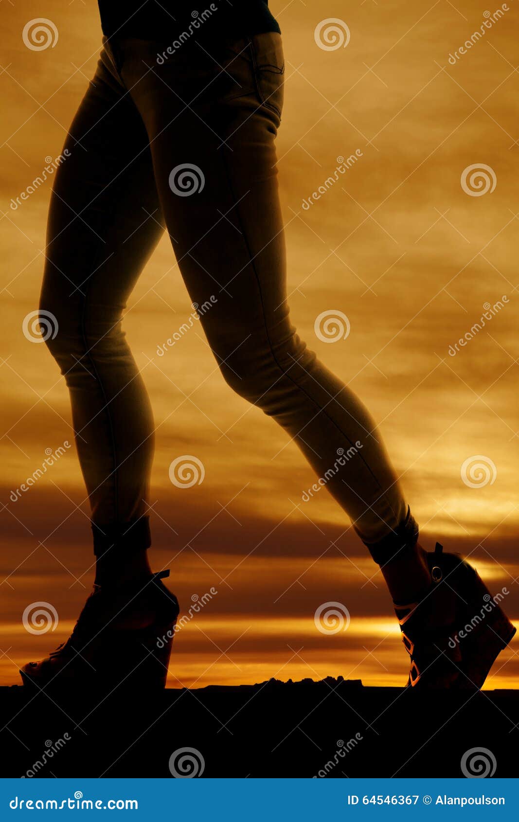 Silhouette of Woman Legs Walking Taking a Step Stock Image - Image of ...
