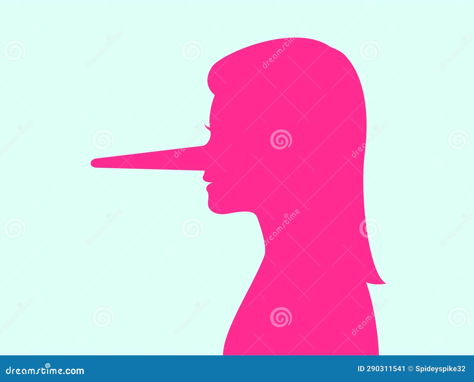 A Silhouette of a Woman with Long Nose. Isolated Vector Illustration ...