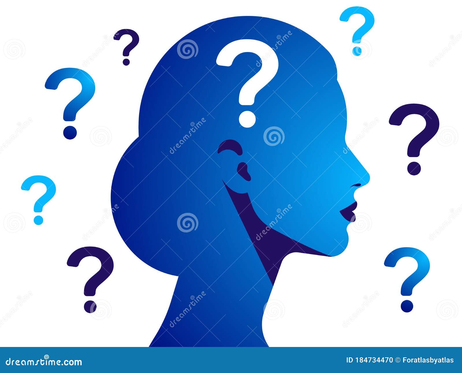 Women Mental Health. Female Head with Question Marks. Stock Vector ...