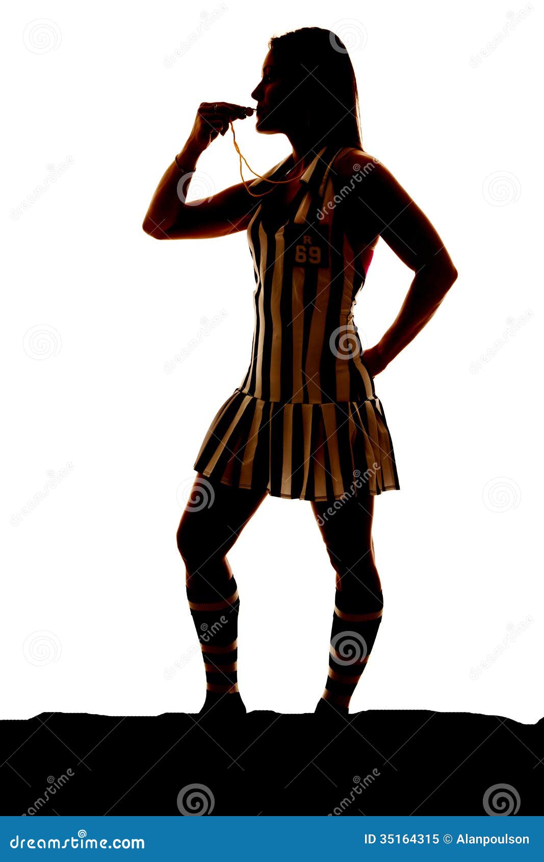Silhouette Woman Referee Whistle Stock Image - Image of dark, call ...
