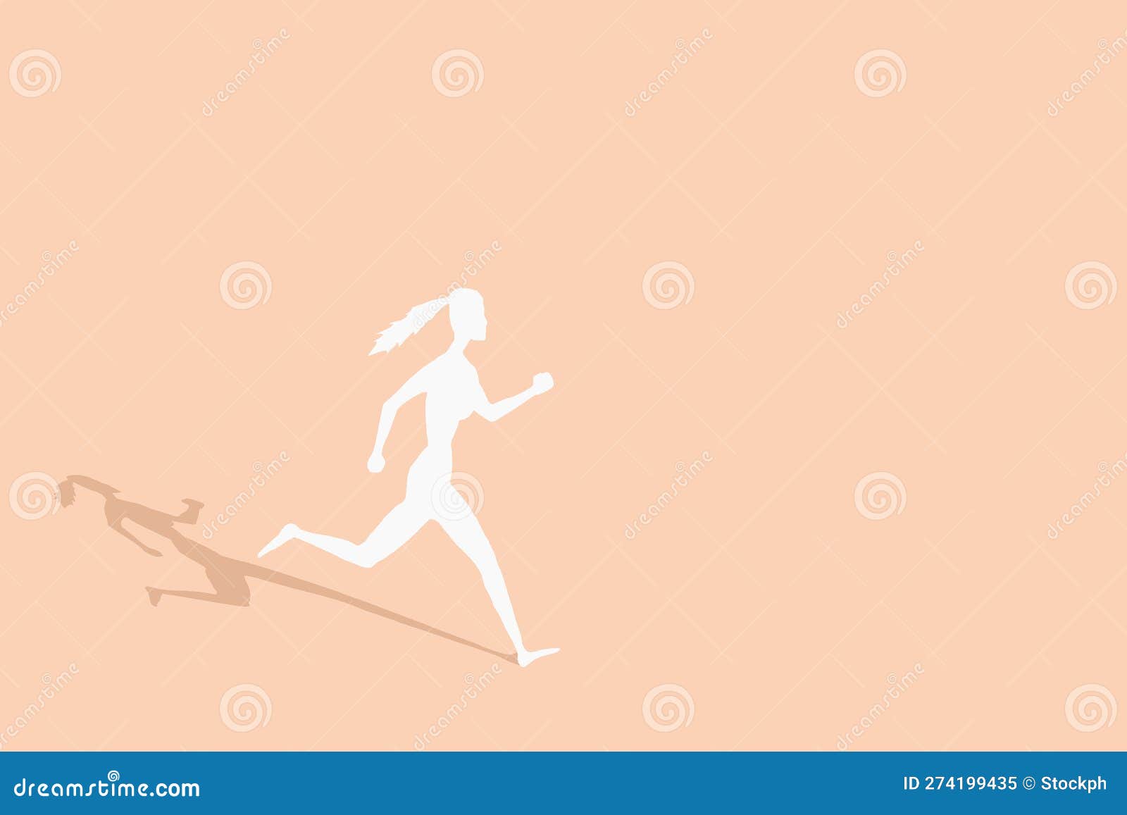 Silhouette of a Woman Running Forward. Concept, Beige Background Stock ...