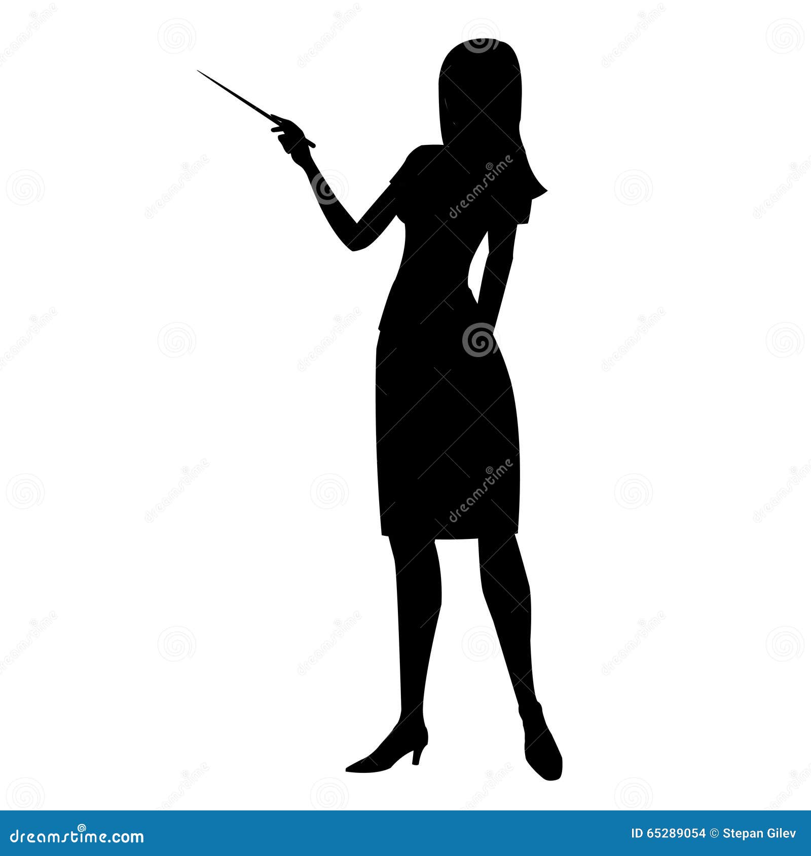 Silhouette Woman Showing Pointer Stock Vector - Illustration of office ...