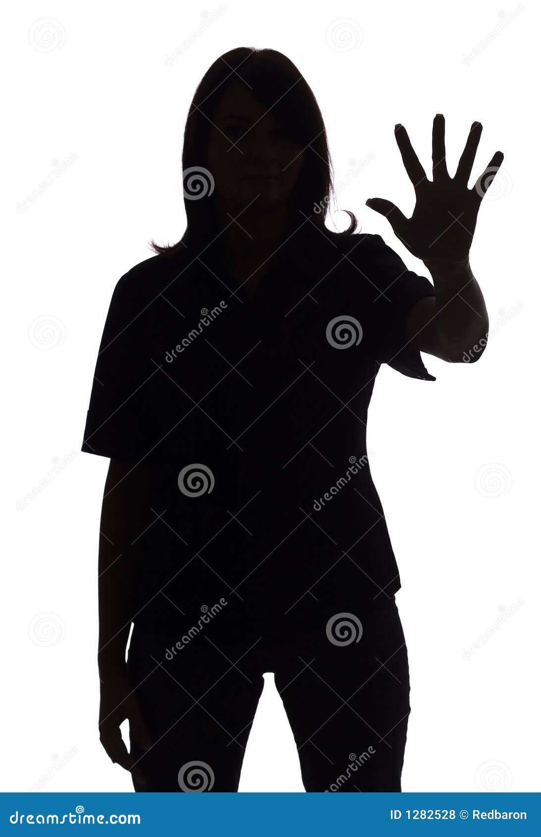 Silhouette of Woman Showing Stop Stock Photo - Image of contour, agent ...