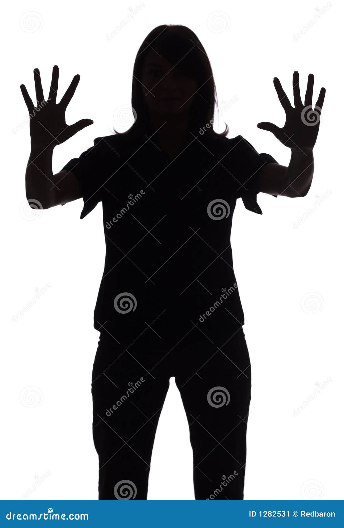 Silhouette of Woman Showing Stop Stock Image - Image of concern, cartel ...