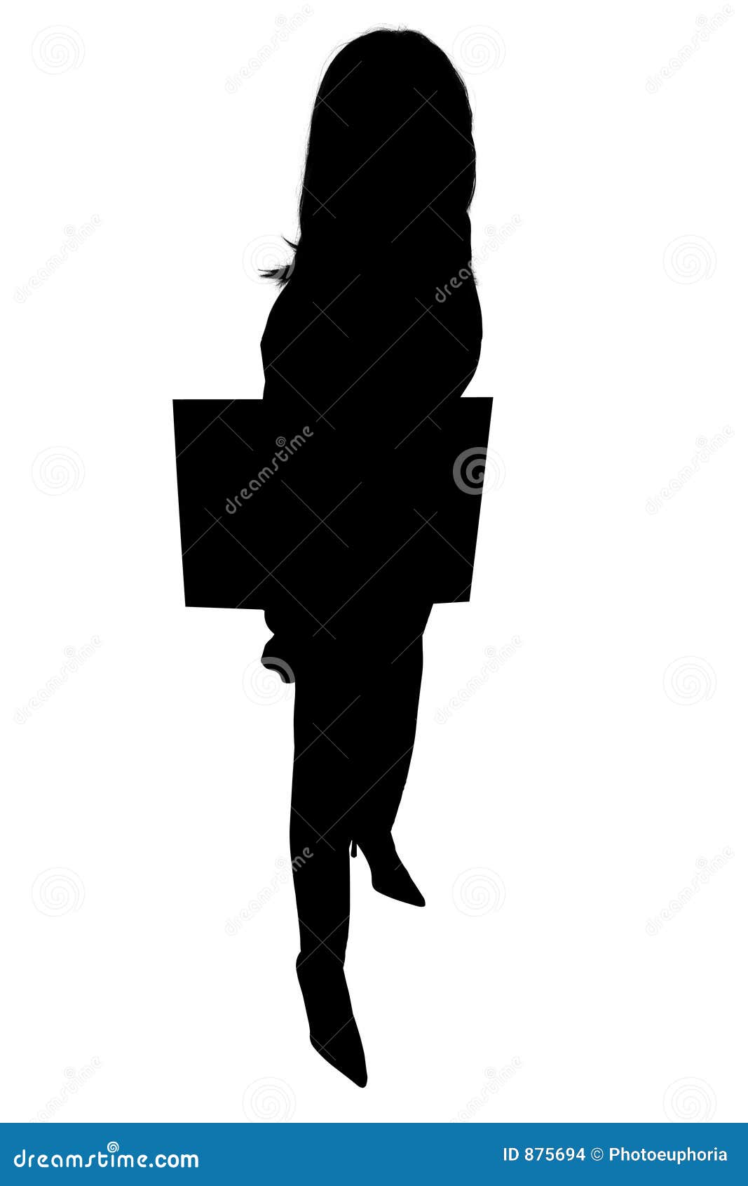 Silhouette of Woman with Sign Stock Illustration - Illustration of sign ...