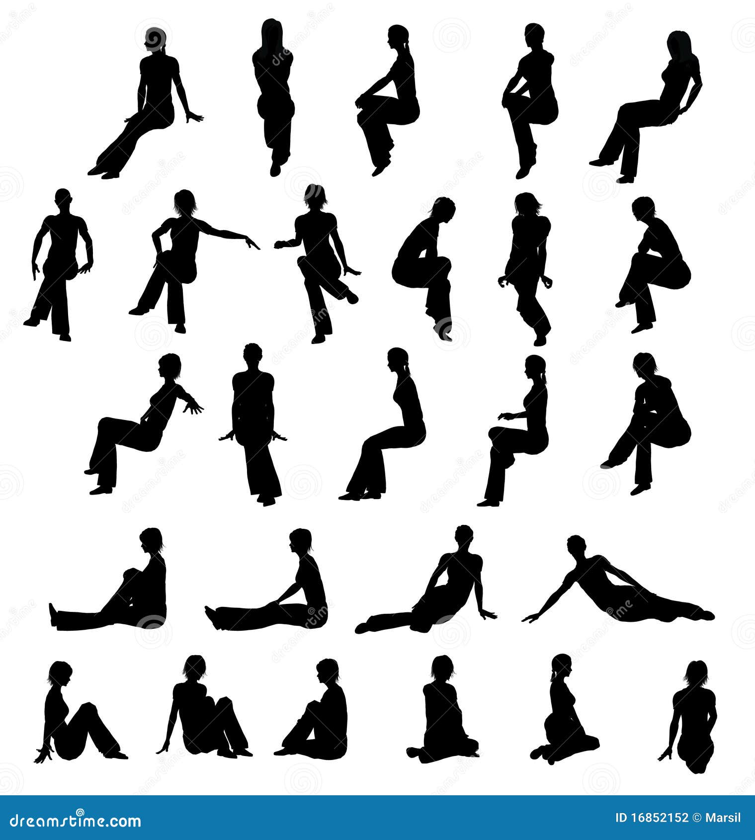 Silhouette Persone Sedute Png