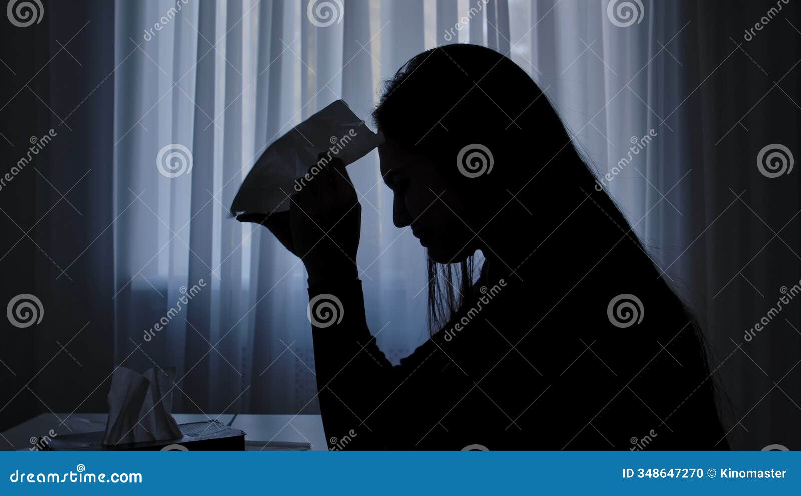 Silhouette Of Crying Depressed Man With Cloud Sky Royalty-Free Stock ...