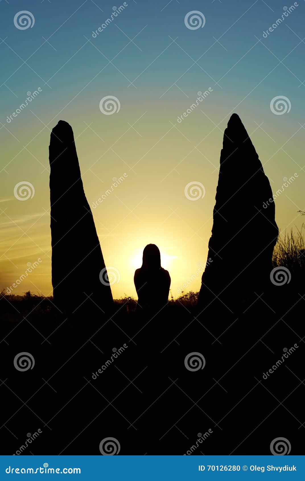 Silhouette of Woman at Sunset Light Rays Stock Photo - Image of ...