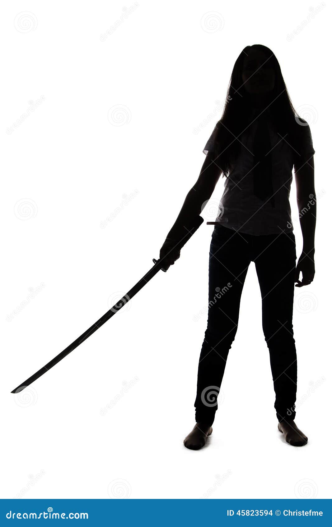 Silhouette of Woman with Sword Stock Photo - Image of block, chinese ...