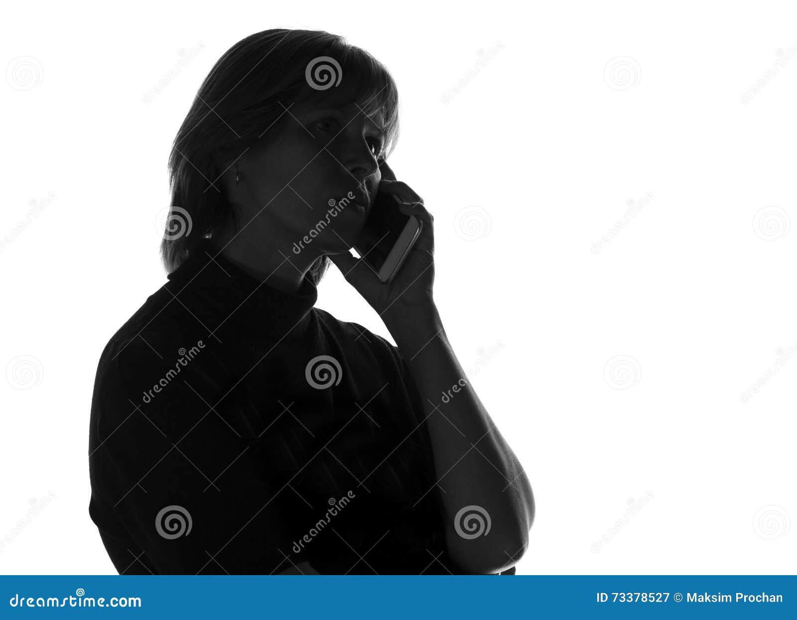 Silhouette of a Woman Talking on the Phone Stock Image - Image of ...