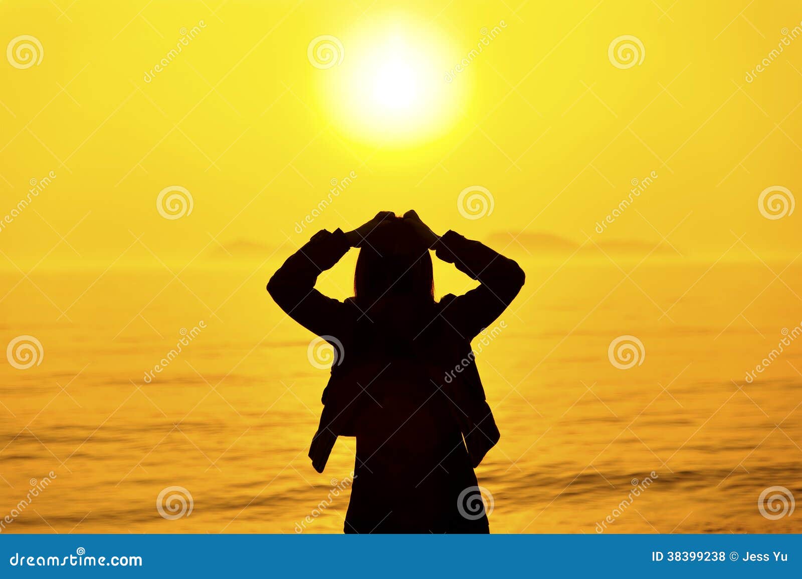Silhouette of Woman Thinking on the Beach Stock Photo - Image of girl ...