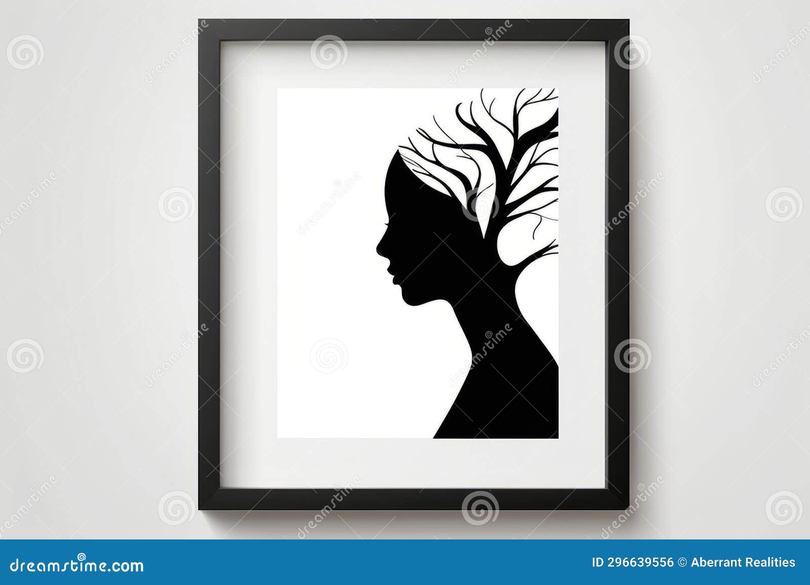 Silhouette of a Woman with a Tree in Her Head Stock Illustration ...