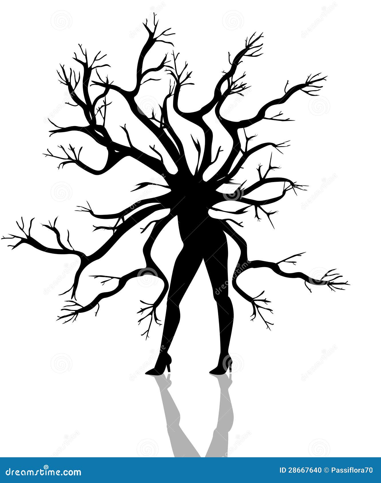 Silhouette of Woman Tree on White Background Stock Vector ...