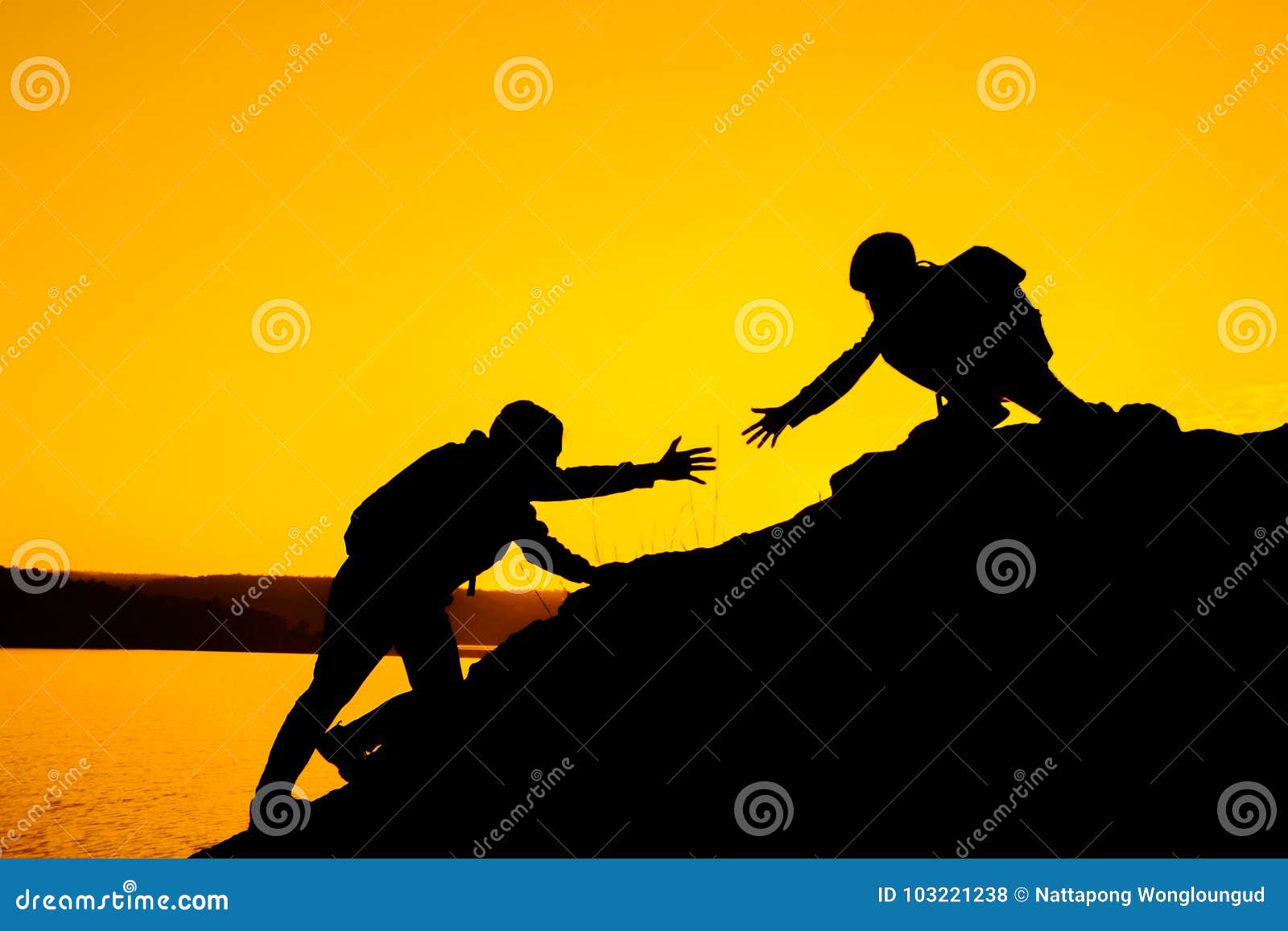 Silhouette Women Pull the Hand To Help Each. Stock Photo - Image of ...