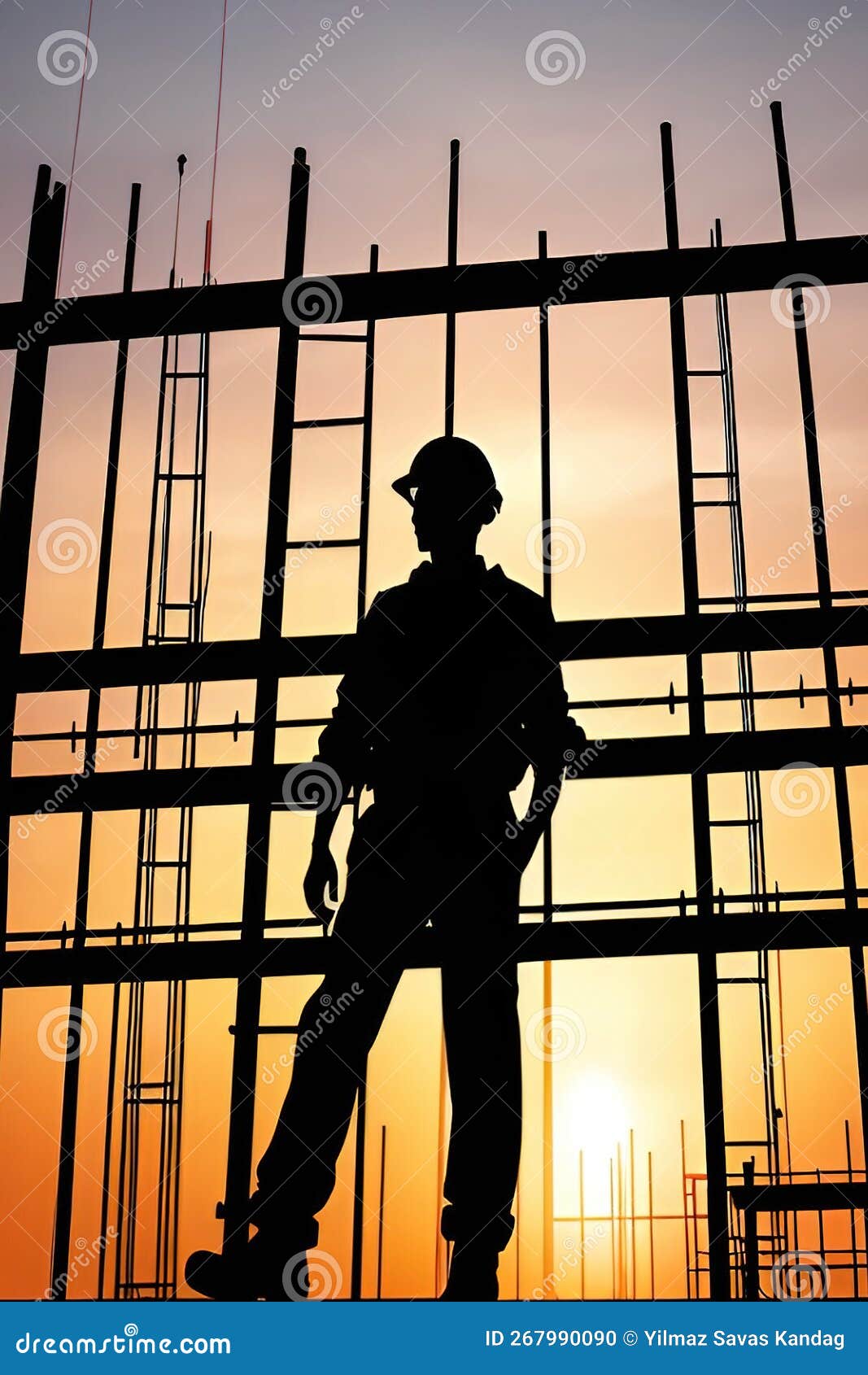 Silhouette of Worker at the Construction Site Stock Photo - Image of ...
