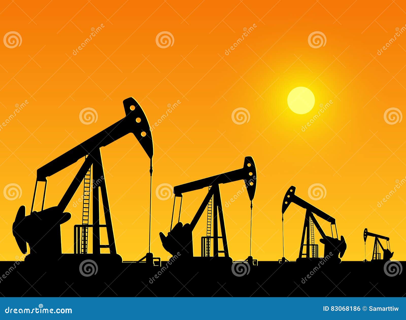 Silhouette Of Oil Pumps Against Flag Of Ussr. Extraction Grade Crude ...