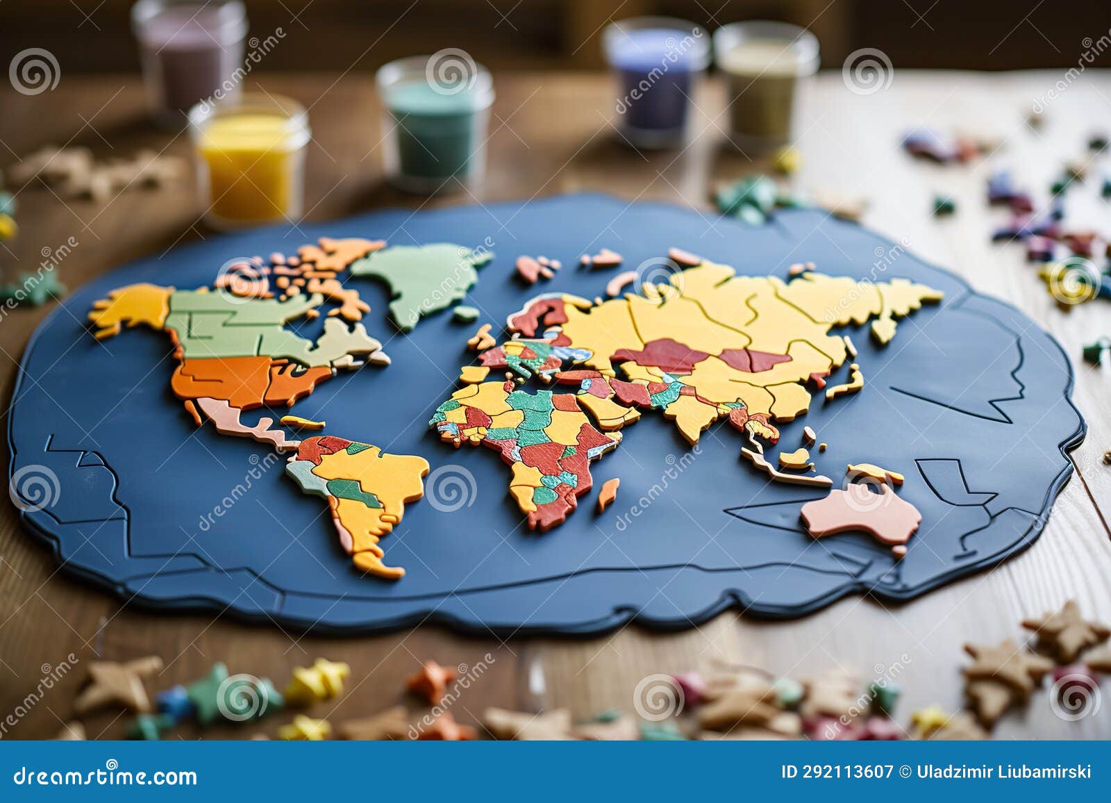 Silhouette of a World Map Made of Plasticine. Children S Craft Stock ...