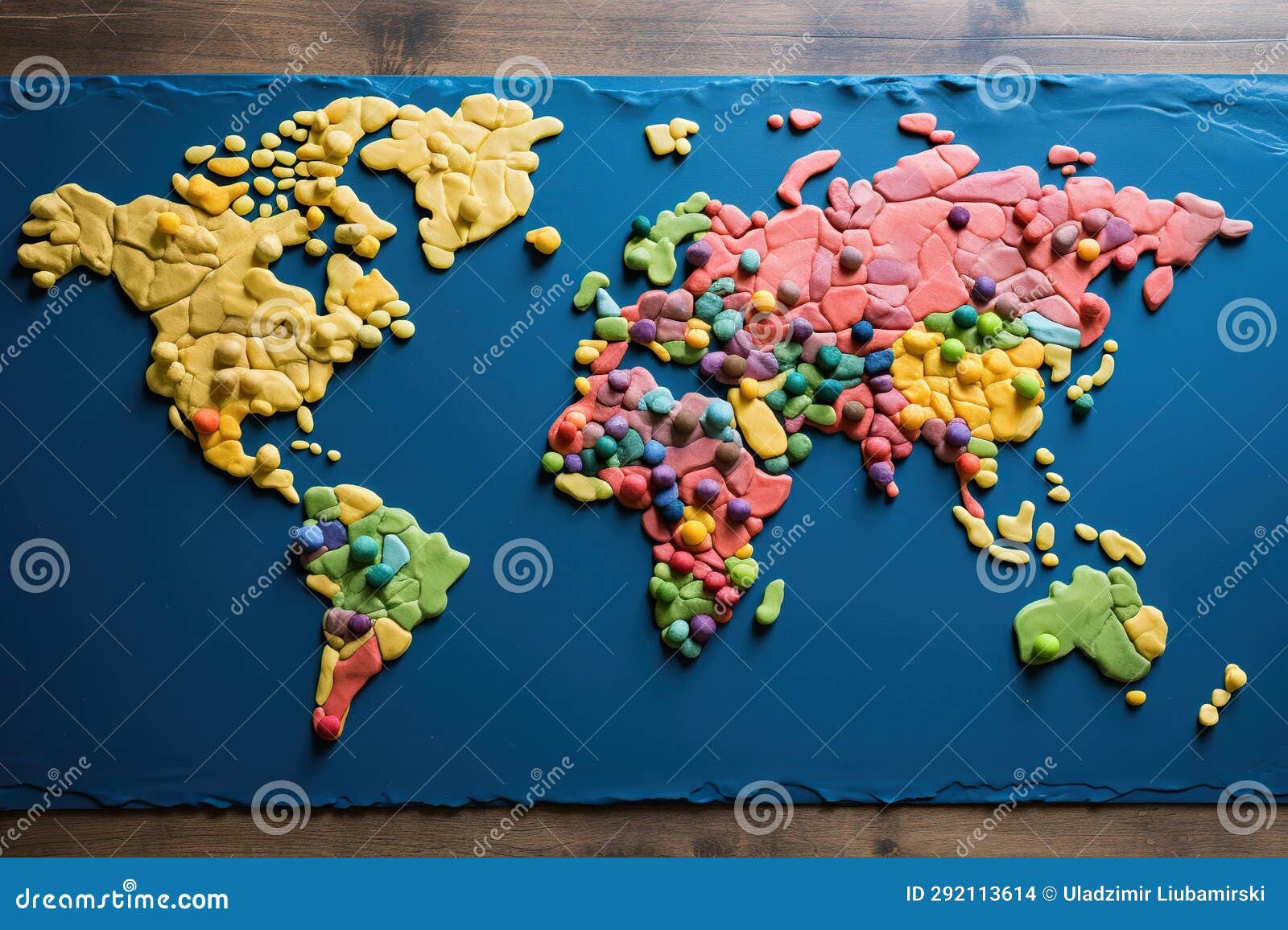 Silhouette of a World Map Made of Plasticine. Children S Craft Stock ...