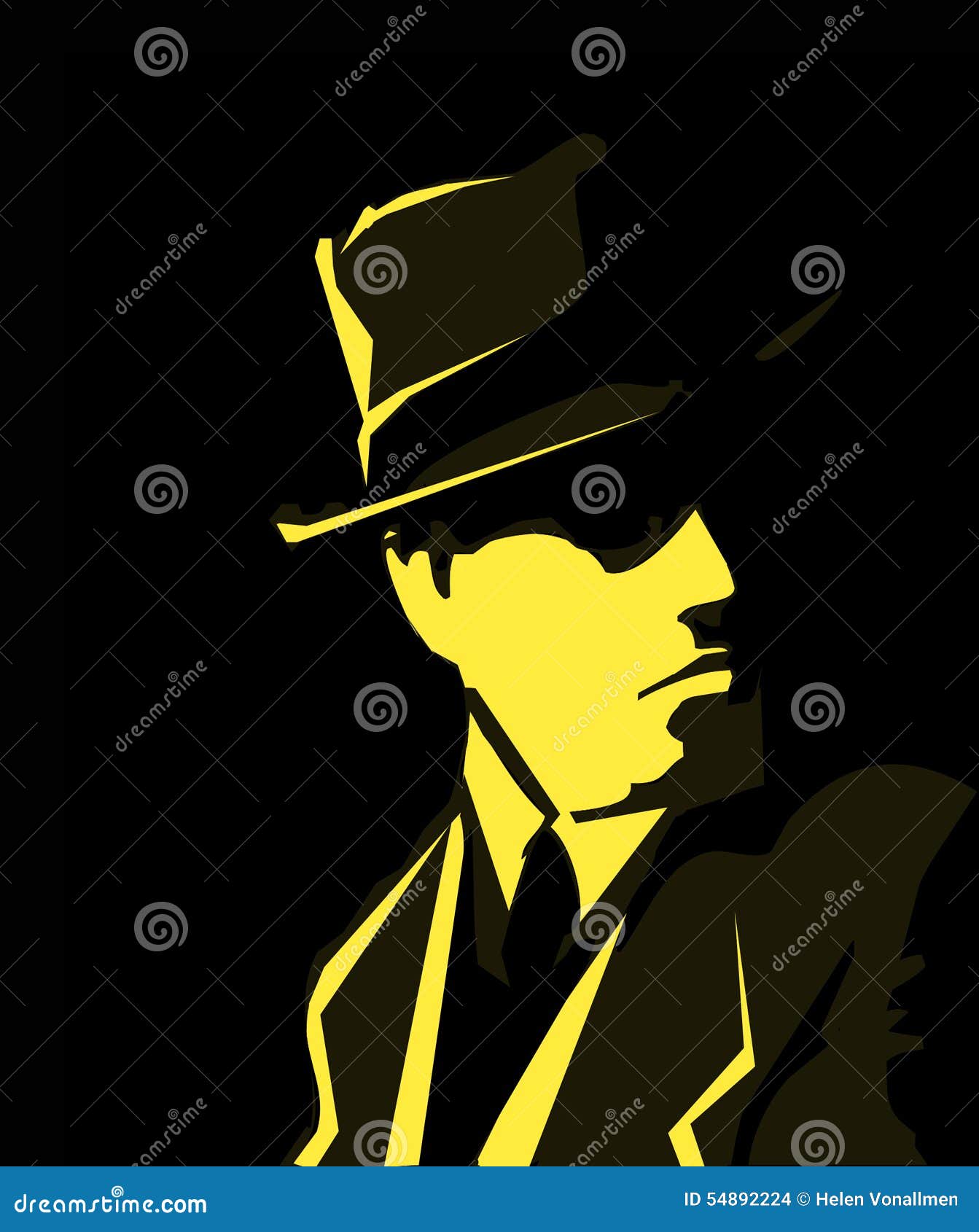 Silhouette of Detective, Cartoon Stock Illustration - Illustration of ...