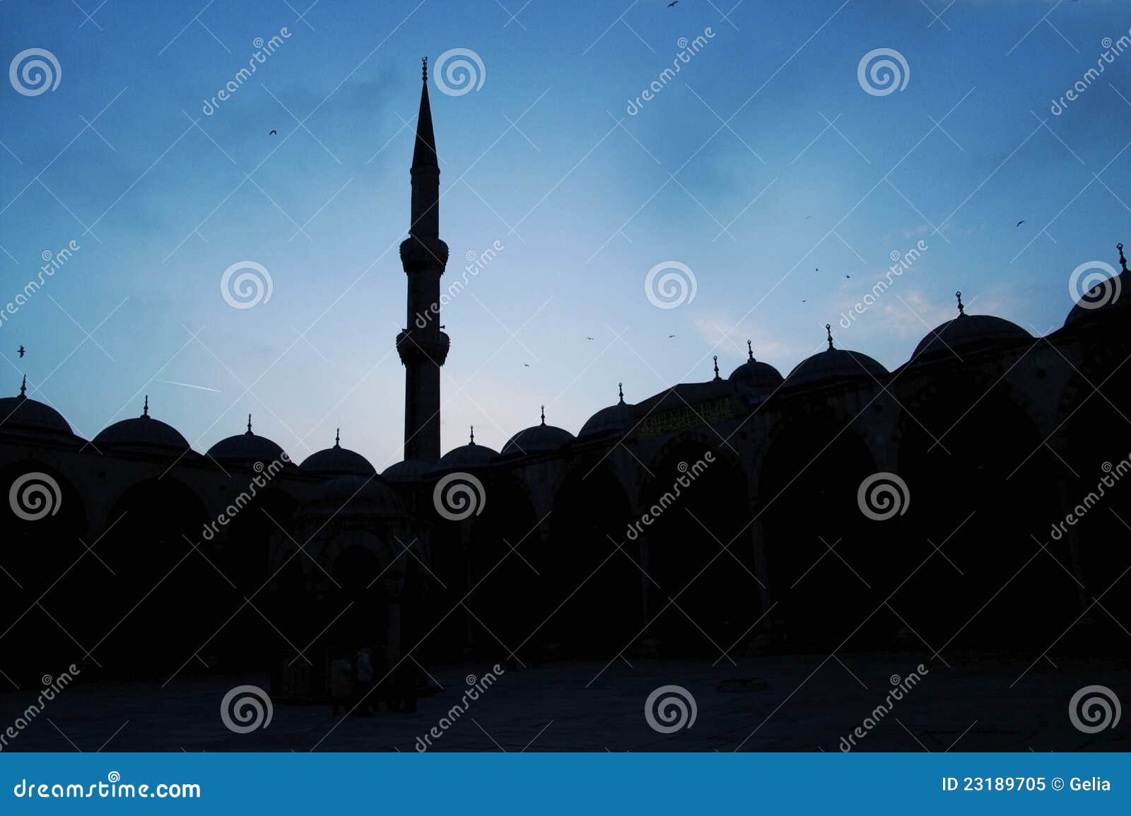 Silhouette of Yard of Blue Mosque Silhouette Stock Image - Image of ...