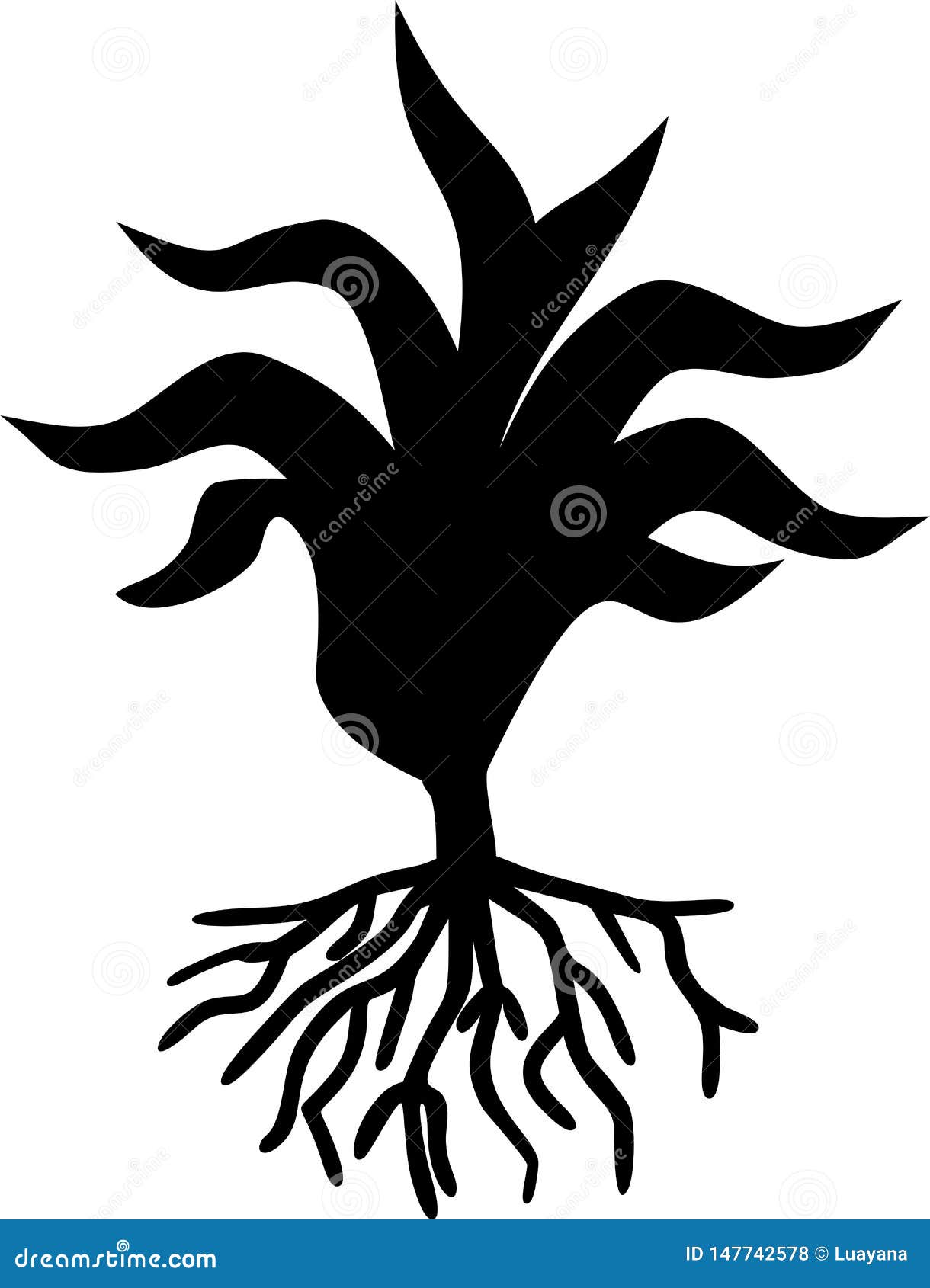 Silhouette Of Young Corn Maize Plant With Leaves And Root System Vector ...