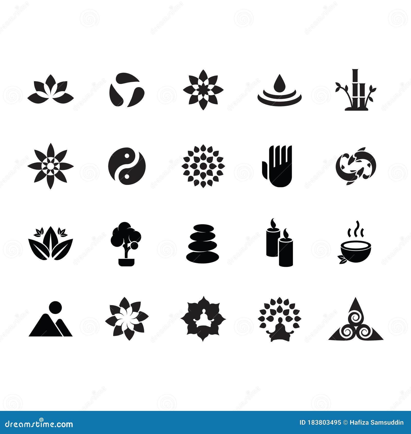 Silhouette of Zen Icon Set. Vector Illustration Decorative Background ...
