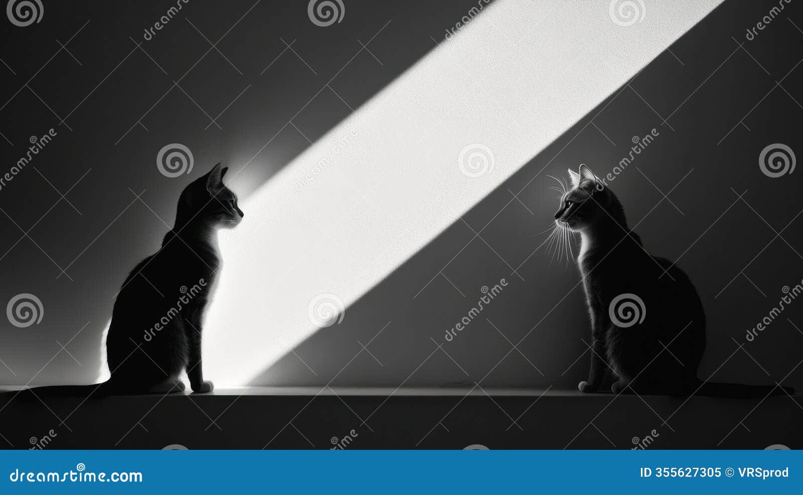 Silhouetted Cats Facing Each Other in Dramatic Lighting Stock Image ...