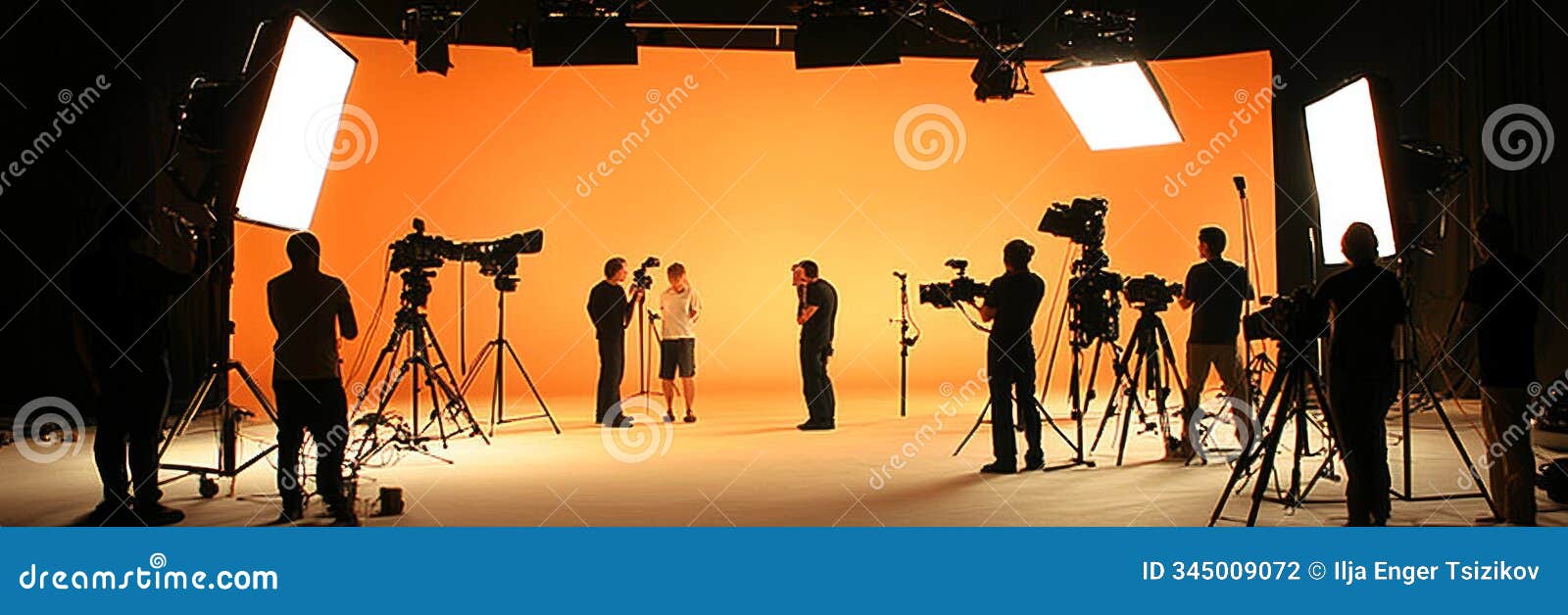 Crew Filming Romeo And Juliet With Young Actors Vector Cartoon ...