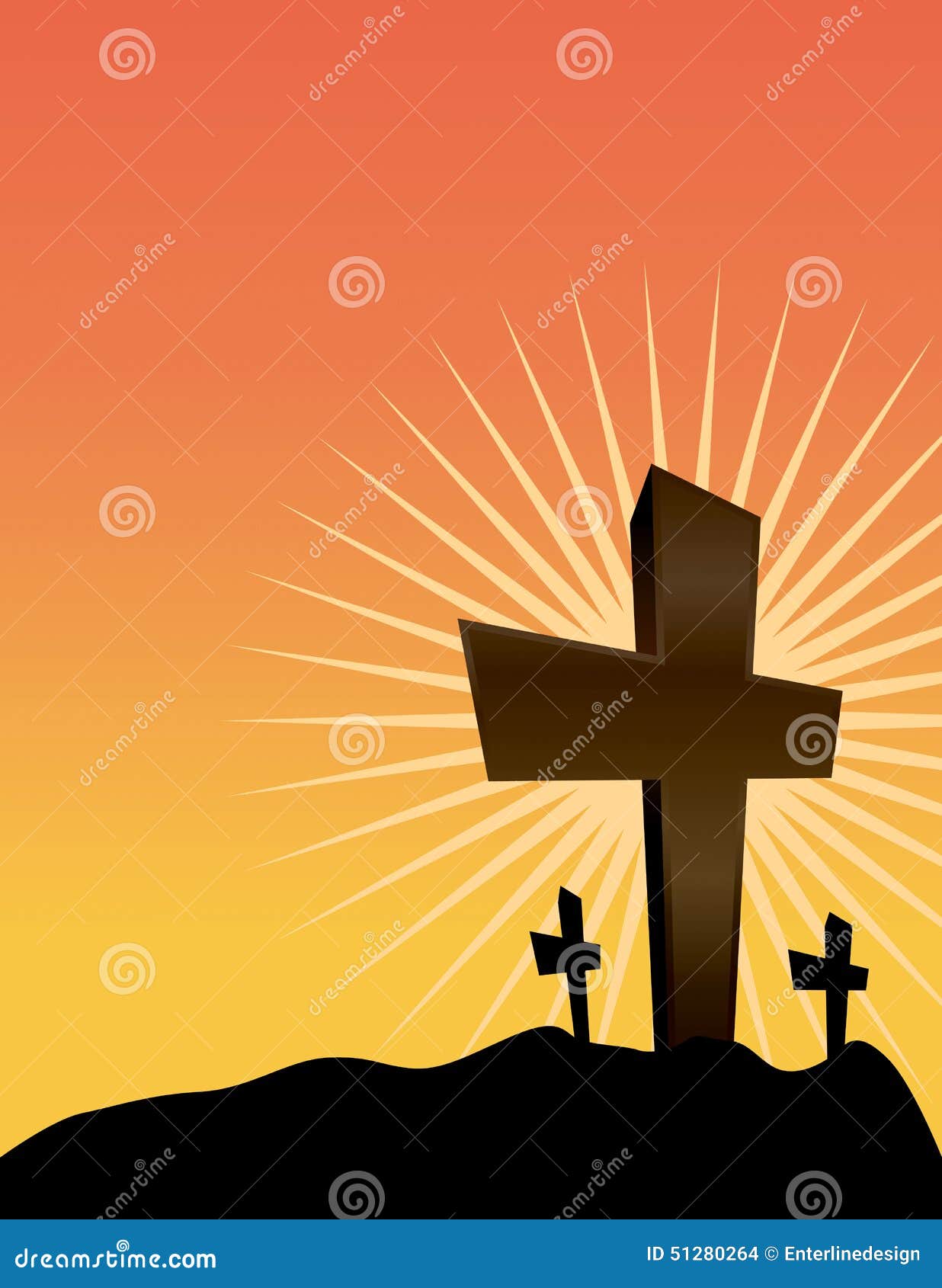 Silhouetted Crosses at Sunrise Illustration Stock Illustration ...