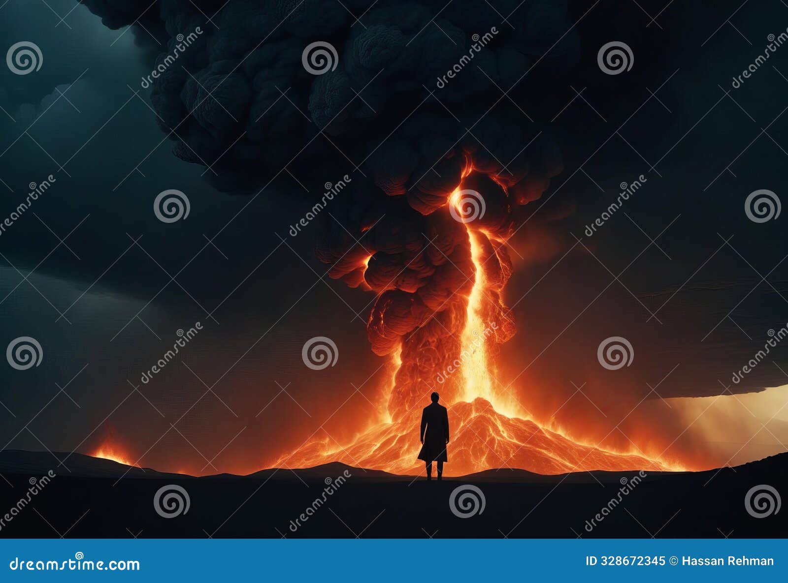 A Silhouetted Figure Standing in Front of a Dramatic Stock Illustration ...