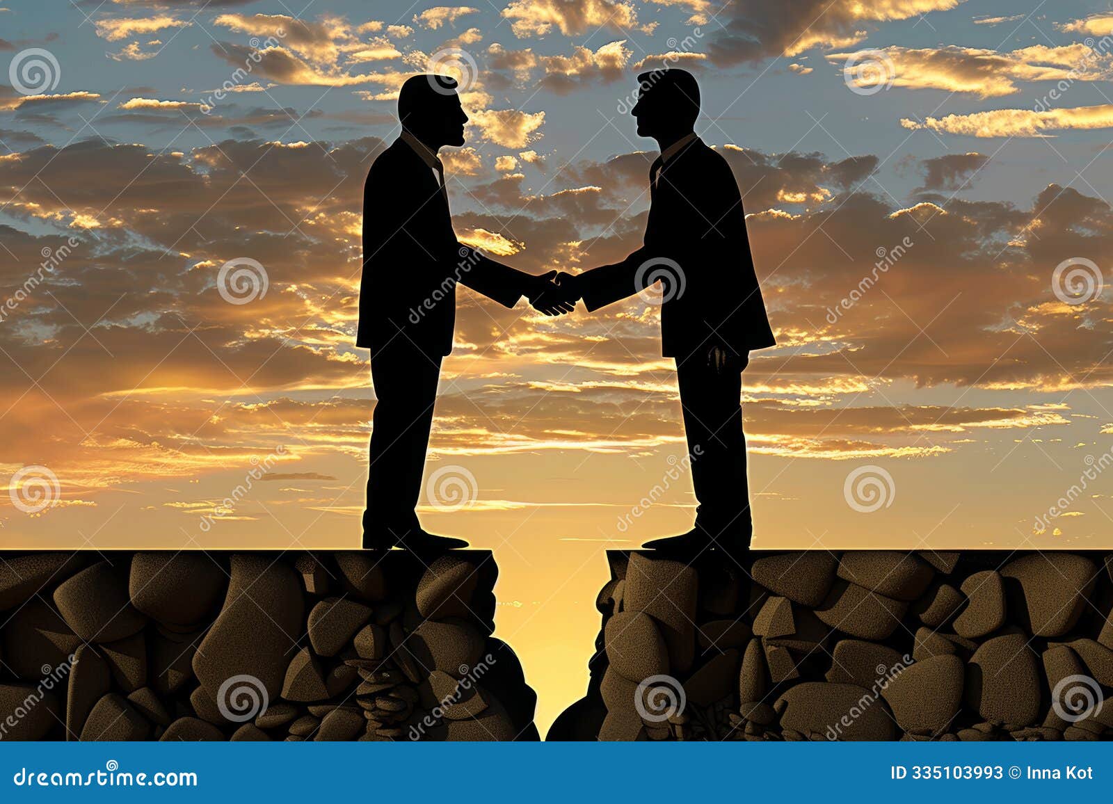 Silhouetted Figures Shake Hands Over Earth Gap, Symbolizing Connection ...