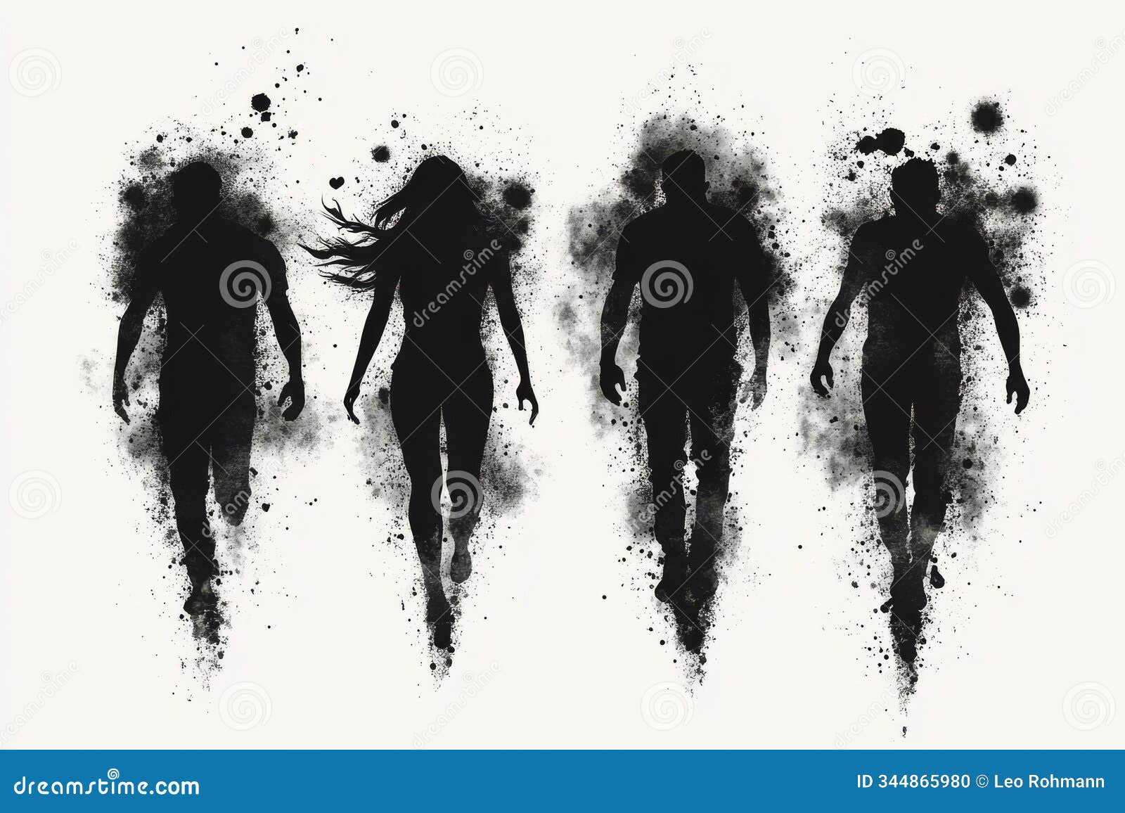 Silhouetted Group Of People Dissolving Into Particles Symbolizing ...