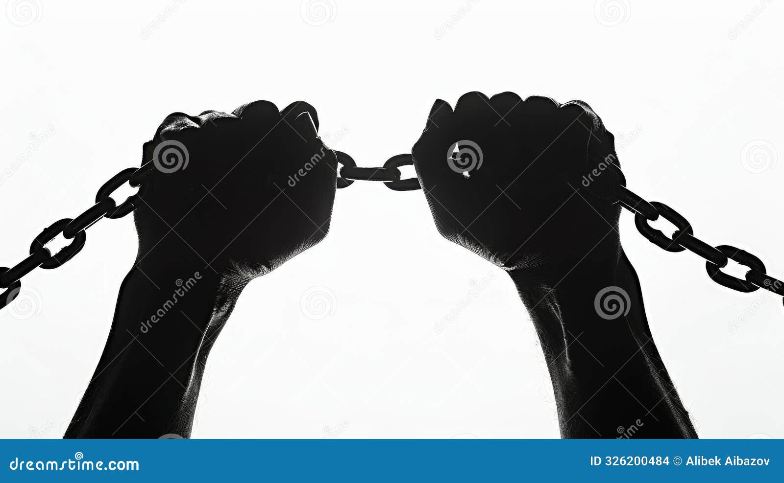 Silhouetted Hands Breaking Free from Chains Symbolizing Freedom and ...
