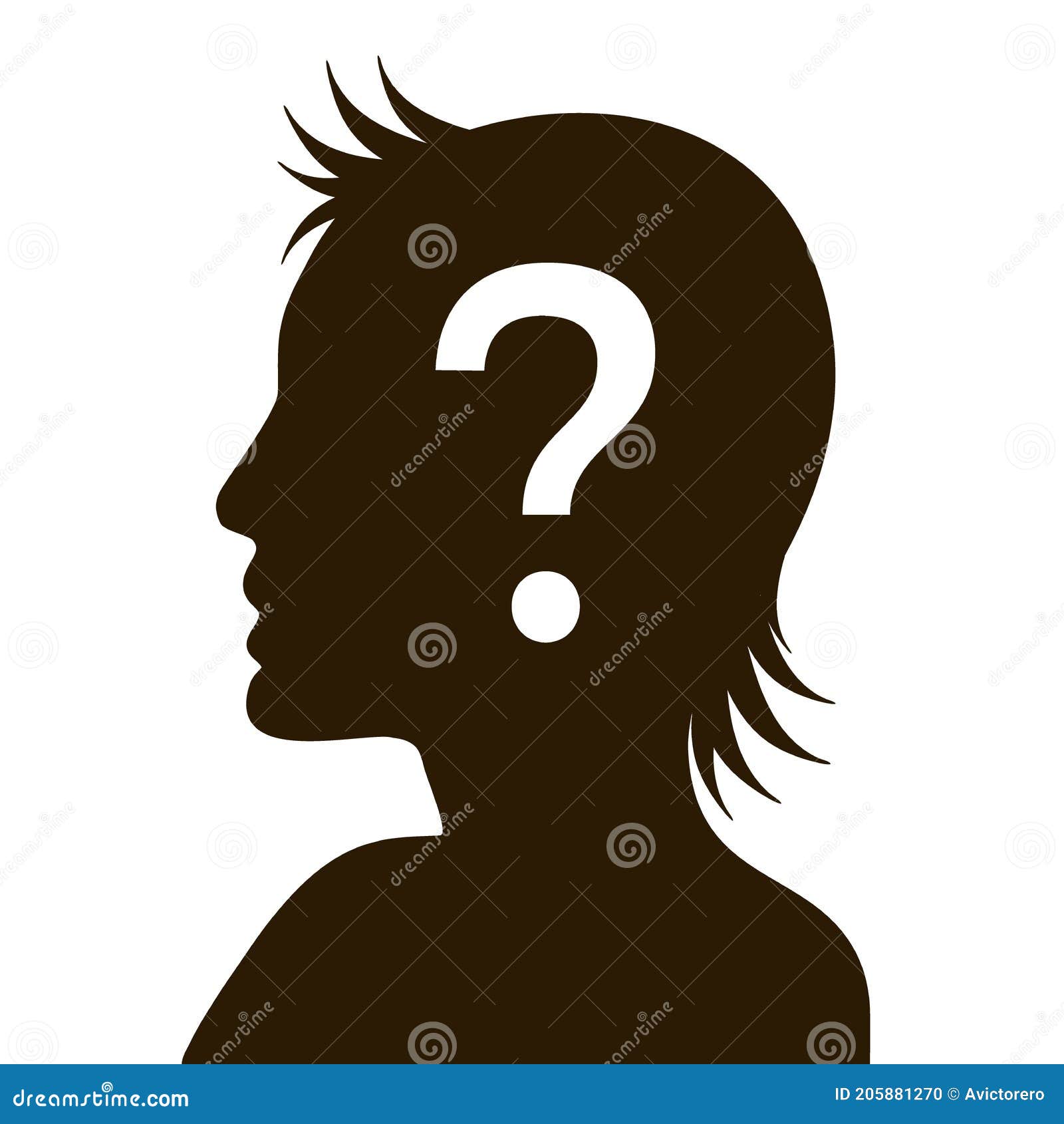 Silhouetted Human Head with Question Mark Symbol Stock Vector ...