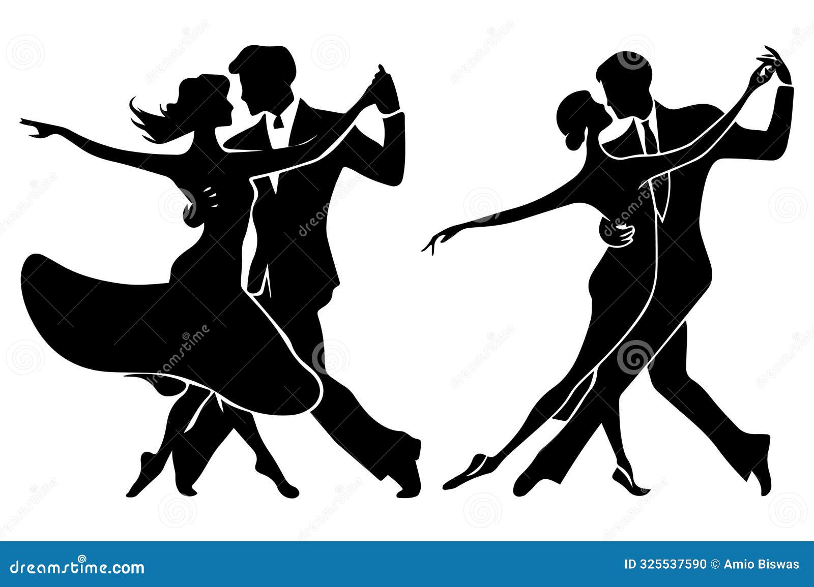 A Silhouetted Image of a Dancing Couple, Their Bodies Intertwined in a ...