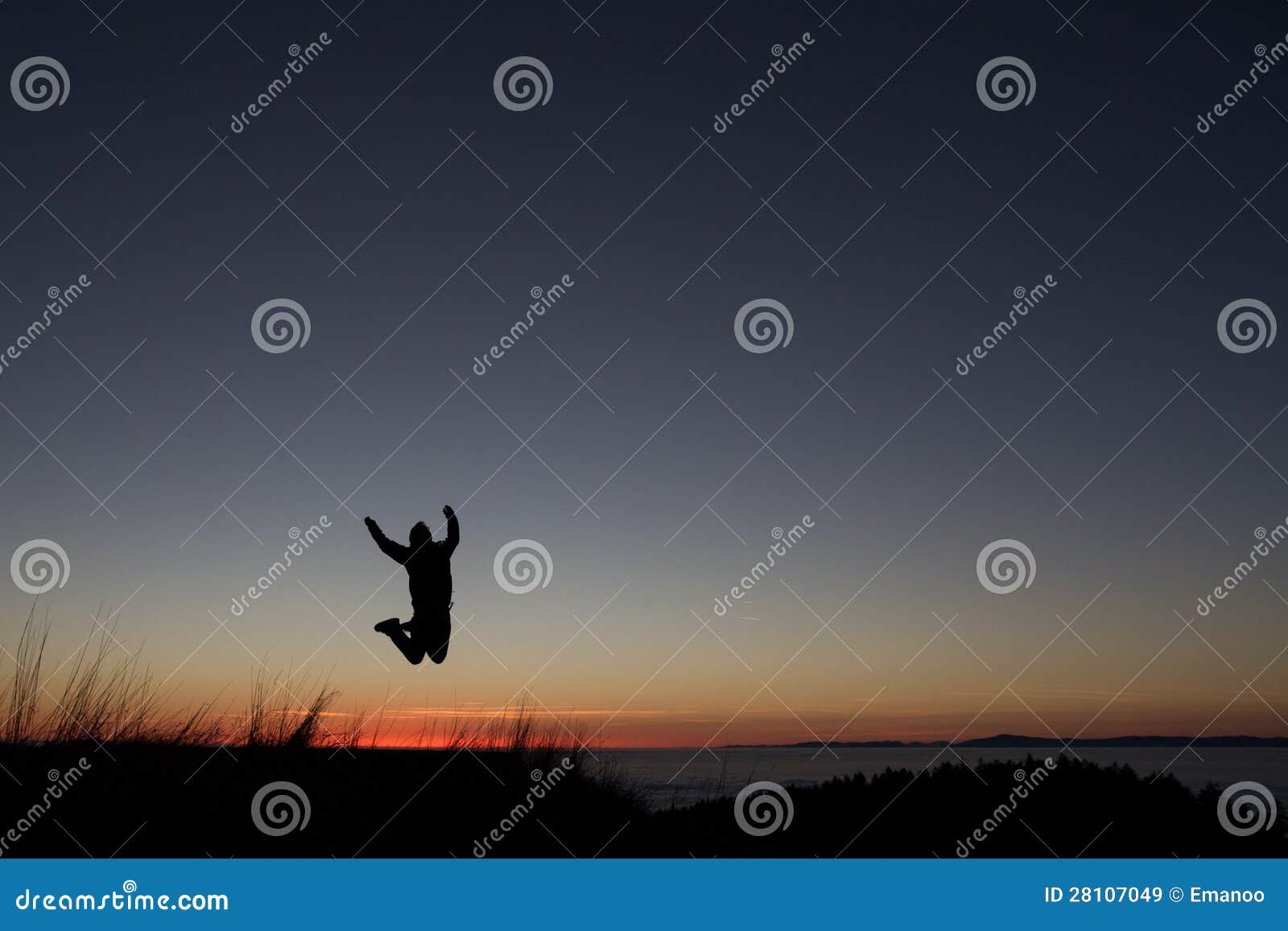 Silhouetted of Man Jumping in Sunset Stock Image - Image of peak ...