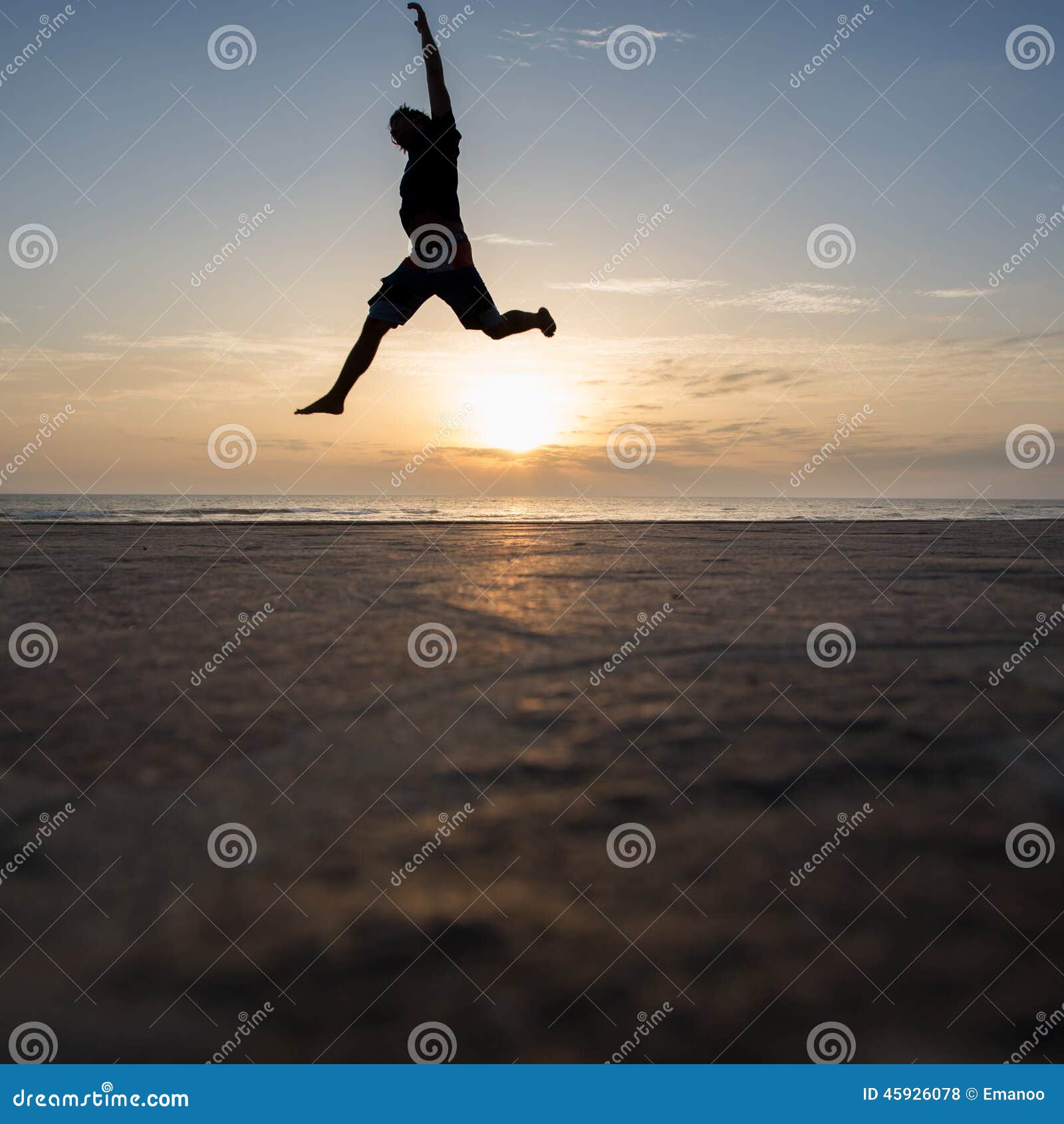Silhouetted Man Jumping in Sunset Stock Photo - Image of celebrate ...