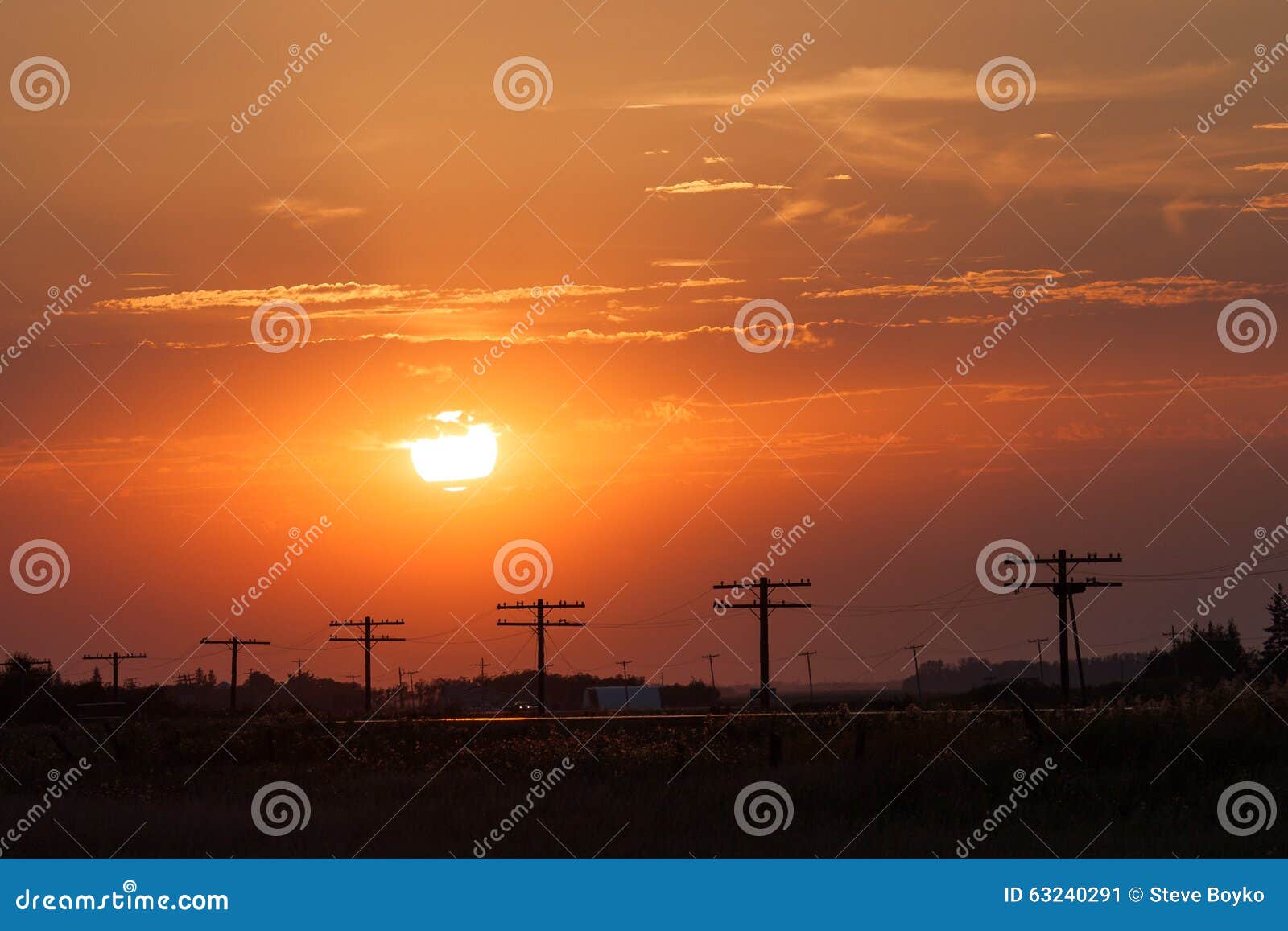 Silhouetted Power Lines at Golden Sunset Stock Image - Image of energy ...