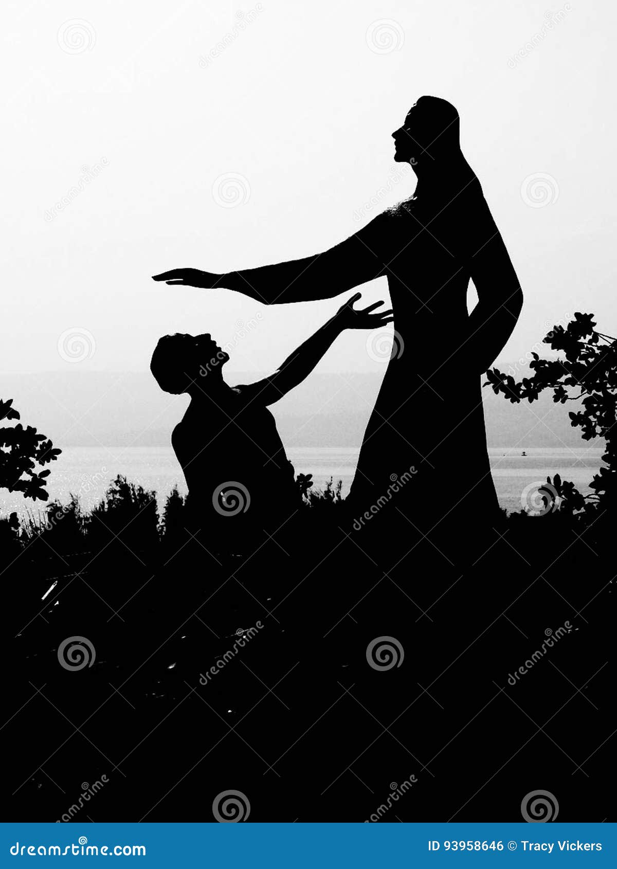 Silhouetted Sculpture of Christ and St Peter Stock Photo - Image of ...