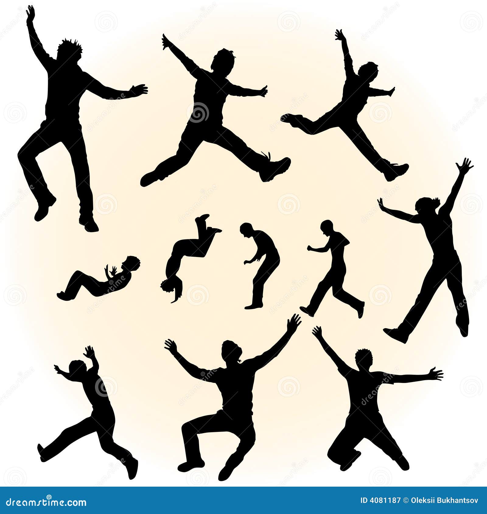 Silhouetten Van Springende Mensen Vector Illustratie - Illustration of ...